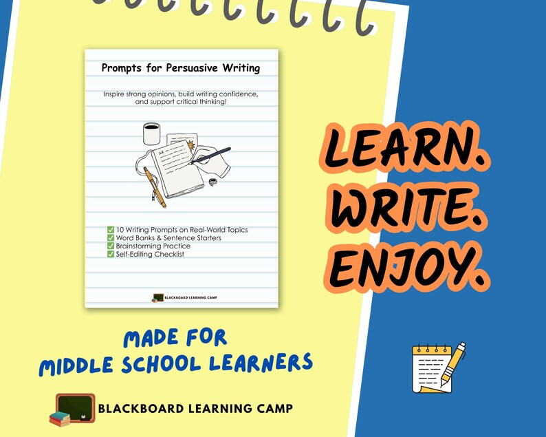 Persuasive Writing Prompts – Middle School Worksheets (digital Download ...