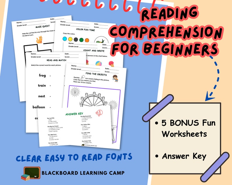 Reading Comprehension for Beginning Readers - Kindergarten & Grade 1 ...