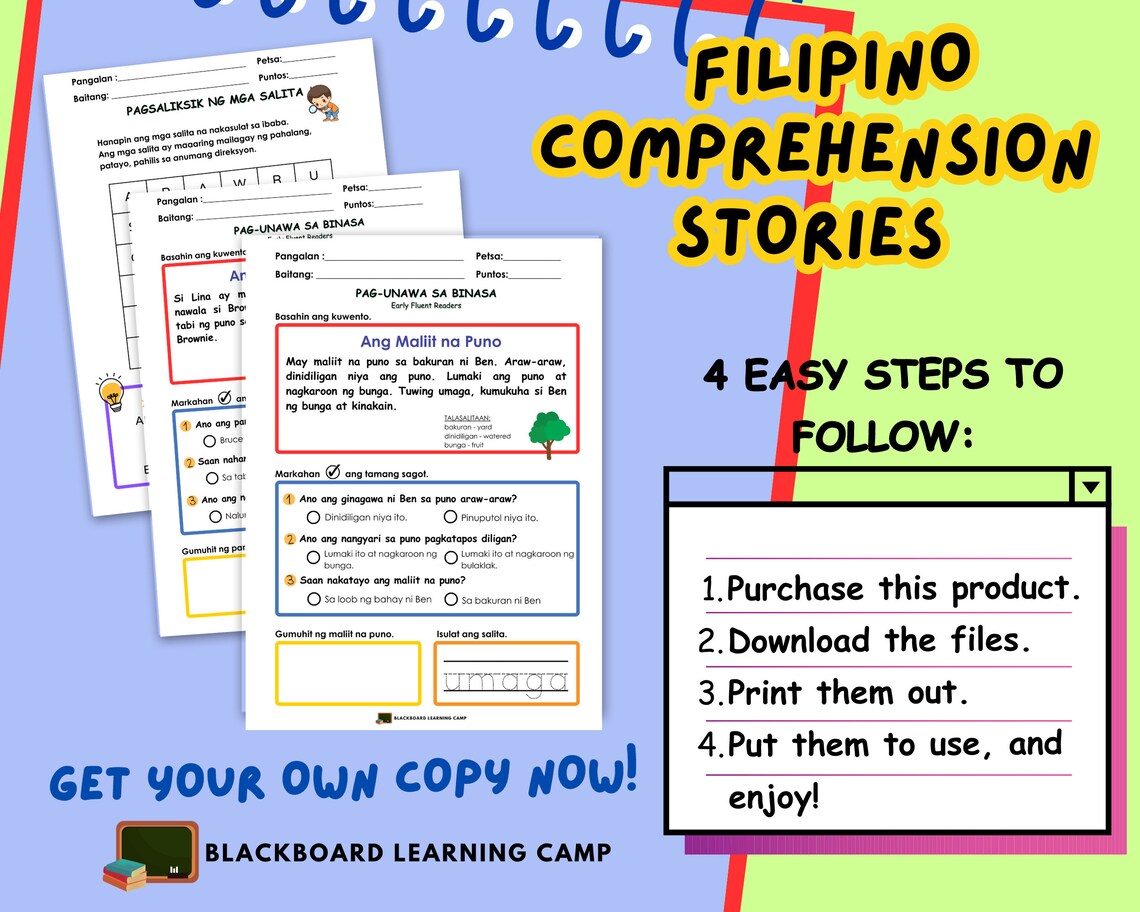 Filipino Reading Comprehension Worksheets - Learn Filipino Stories for ...