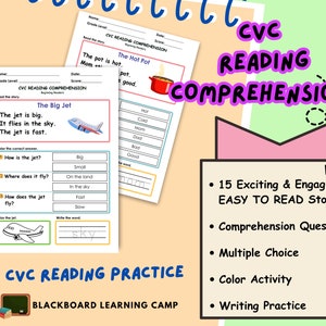 CVC Reading Comprehension Worksheets for Beginning Readers ...
