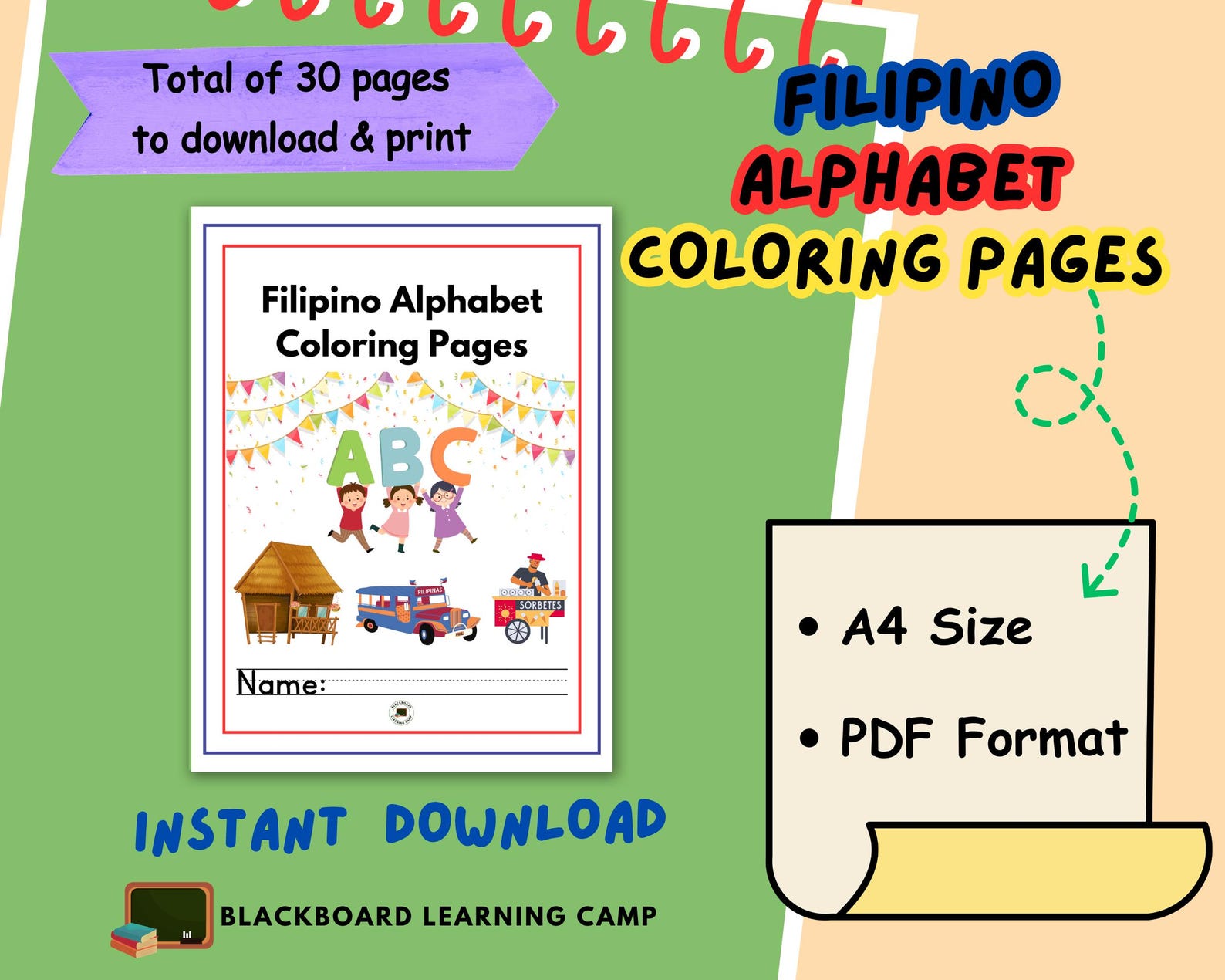 Filipino Alphabet Coloring Worksheets - Learn Filipino Words, Coloring ...
