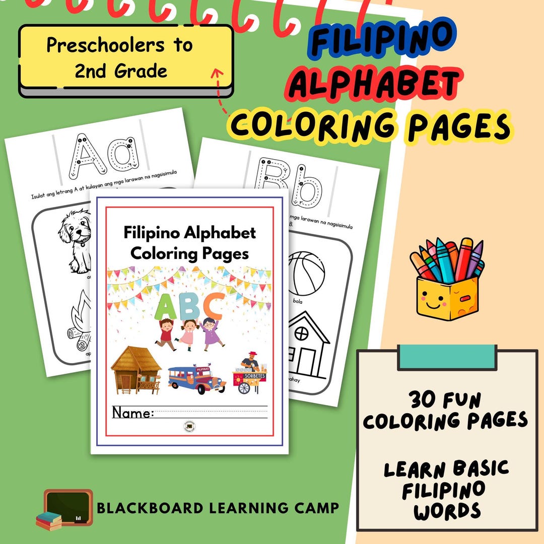Filipino Alphabet Coloring Worksheets - Learn Filipino Words, Coloring ...