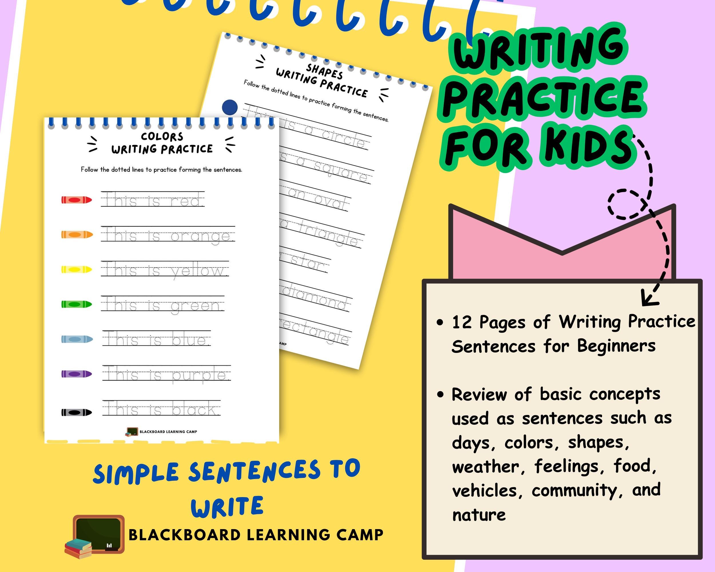 Sentence Writing and Tracing Worksheet - Perfect for Beginners, Tracing ...
