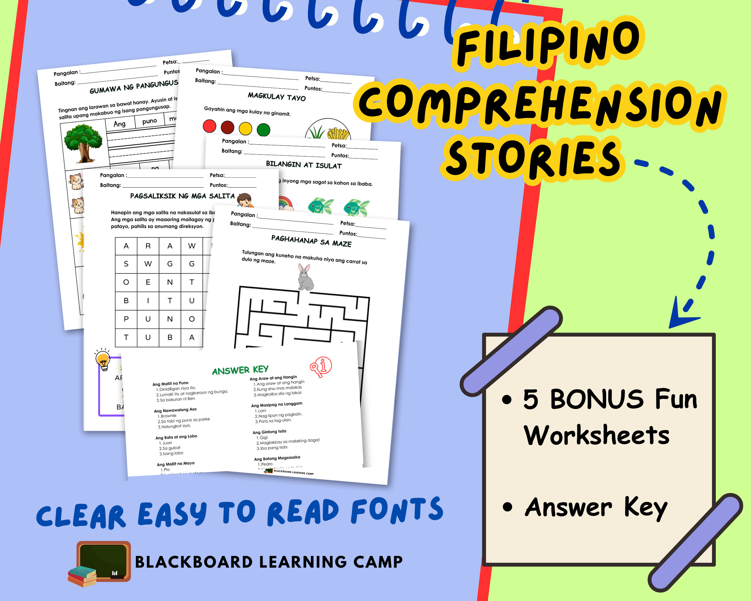 Filipino Reading Comprehension Worksheets - Learn Filipino Stories for ...