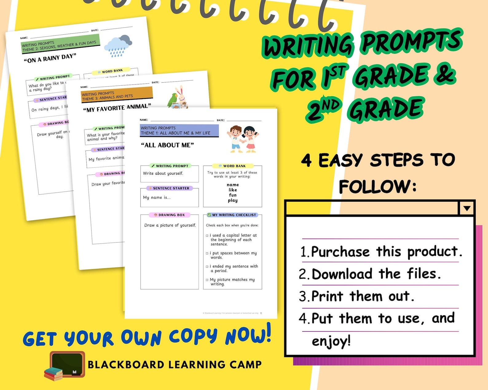 Writing Prompts for Kids | Grades 1-2 Creative Worksheets (digital ...