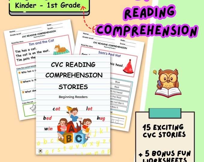 Phonics Worksheets My First CVC Sentences for Kindergarten and First ...