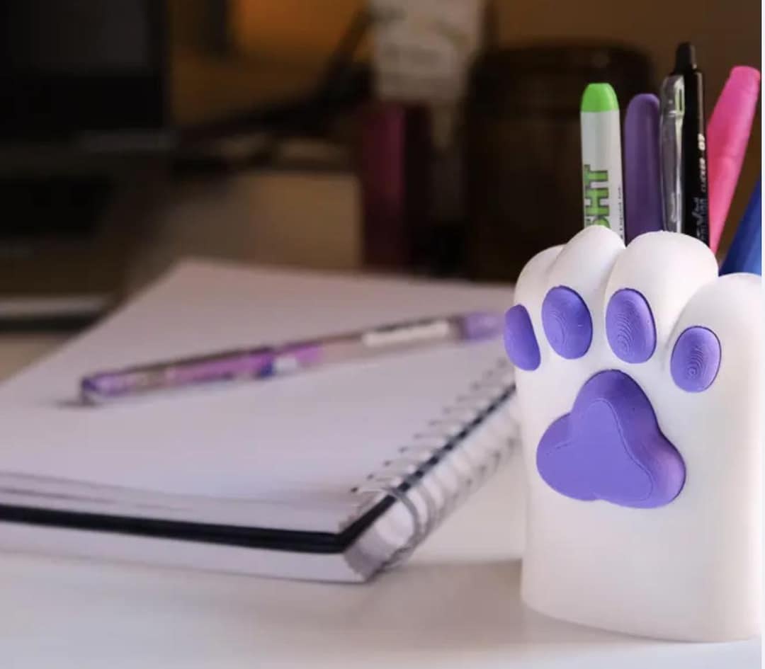 Adorable Kawaii Style Cat Paw Pen or Makeup Brush Holder 3D Printed ...