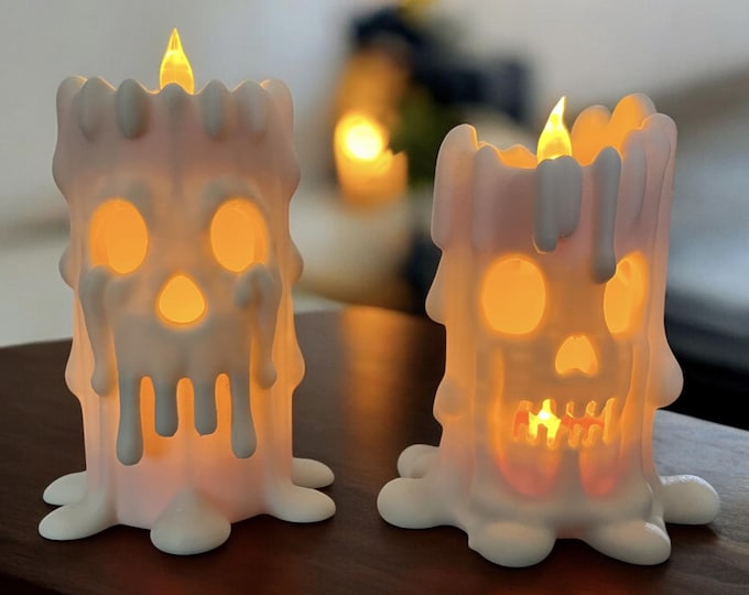 Spooky Melting Skull Flameless Candles With LED Tealights Included - Etsy