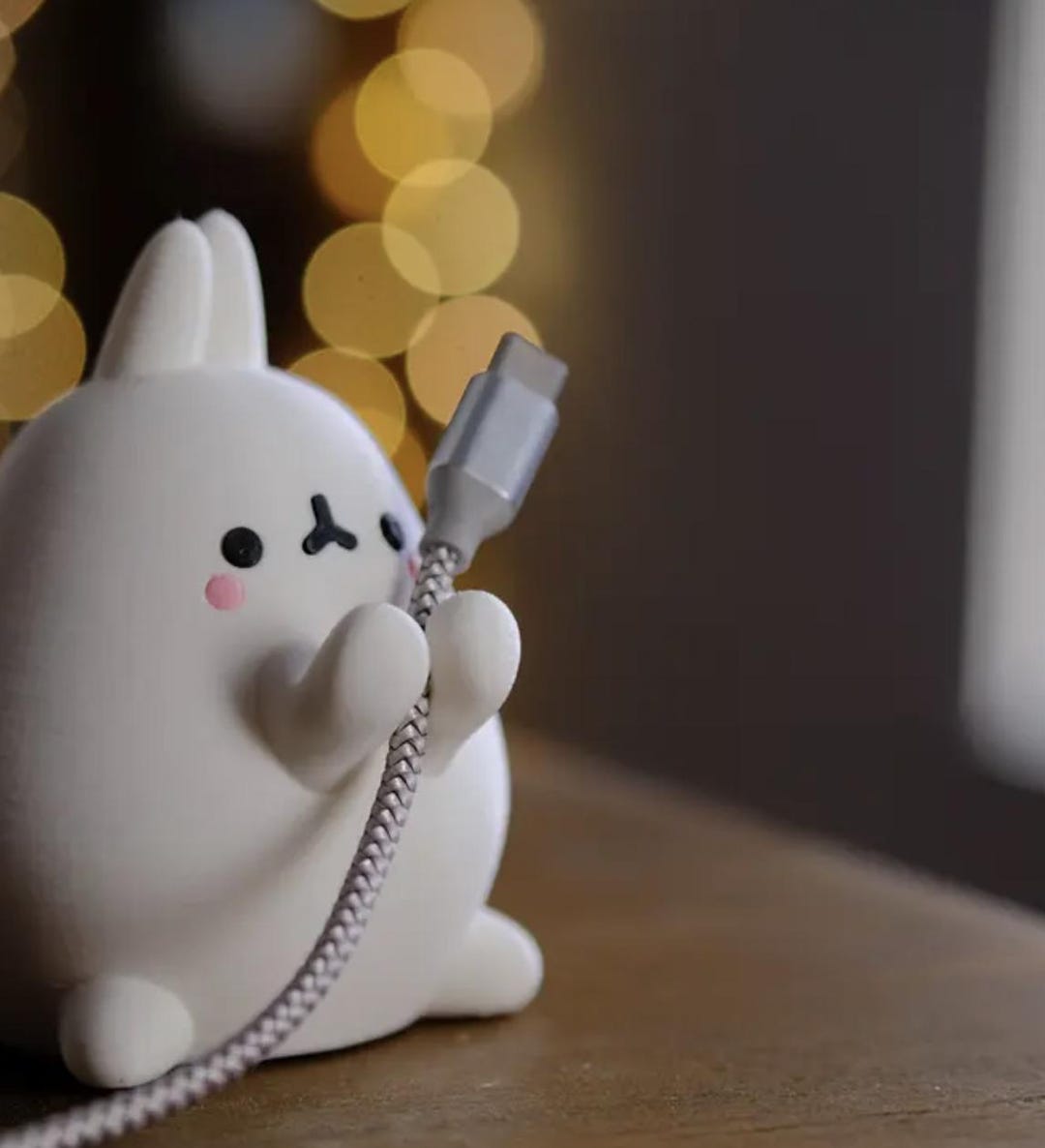 Adorable Kawaii Bunny Cable Holder | 3D Printed Cord Organizer | Cute ...