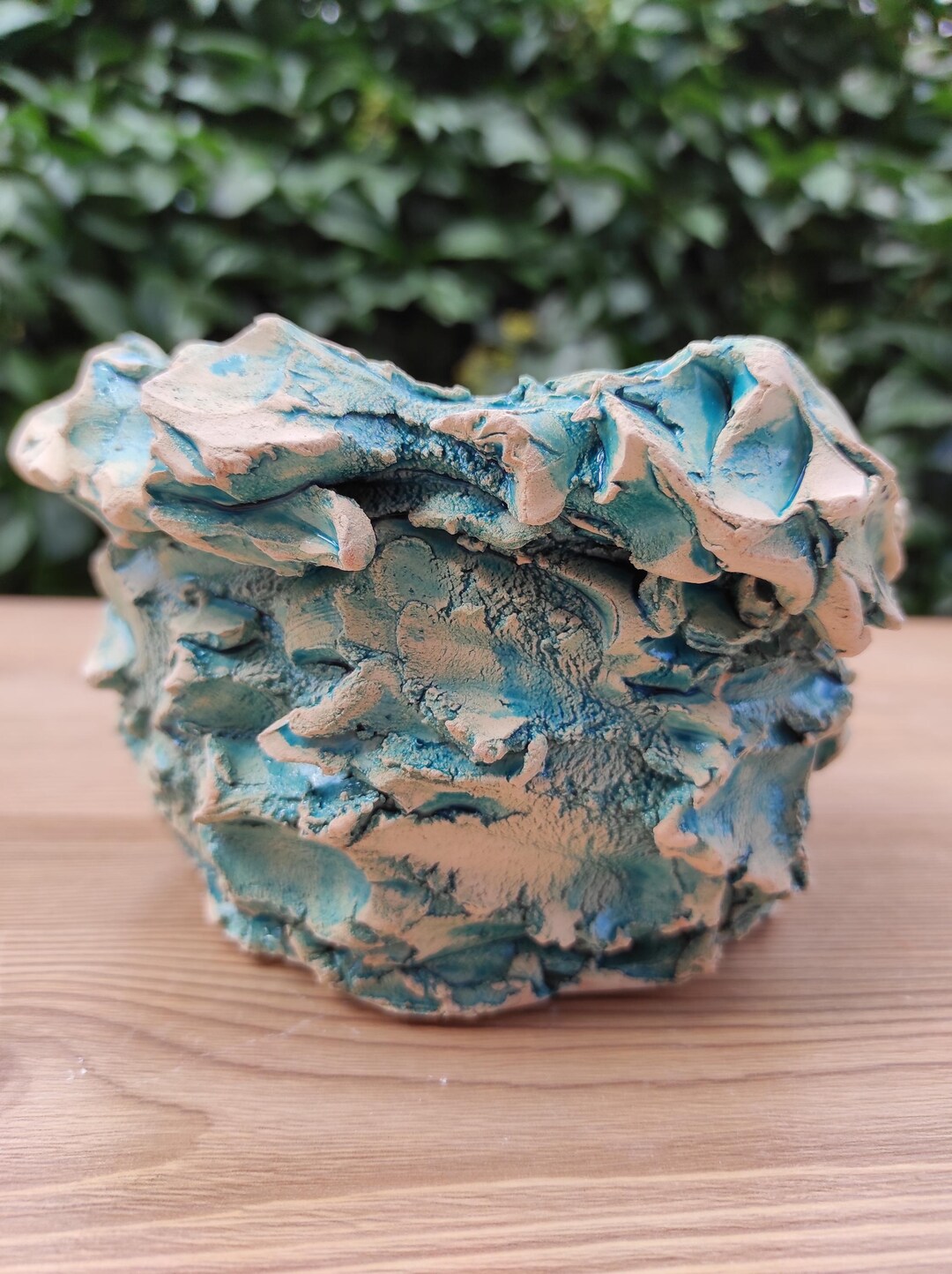 Turquoise Hollow Pottery, Sculptural Plant Pot, Handmade Ceramic Pot ...