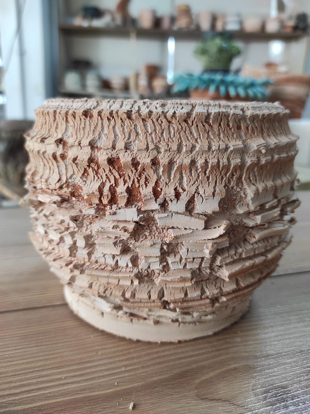 Ball Textured Pot 2, Terracotta Cactus Pot, Handmade Clay Pot ...