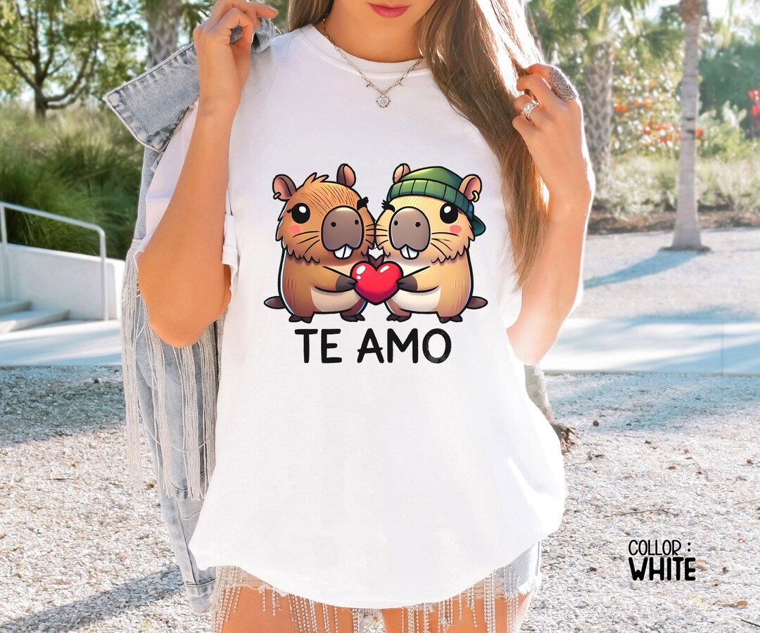 Capybara Love Te Amo T-shirt, Cute Capybara Couple Graphic Tee ...