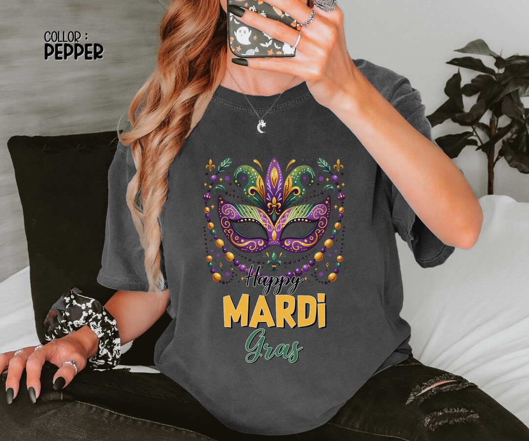Mardi Gras Shirt, Happy Mardi Gras Mask, Mardi Gras Festival T-shirt ...