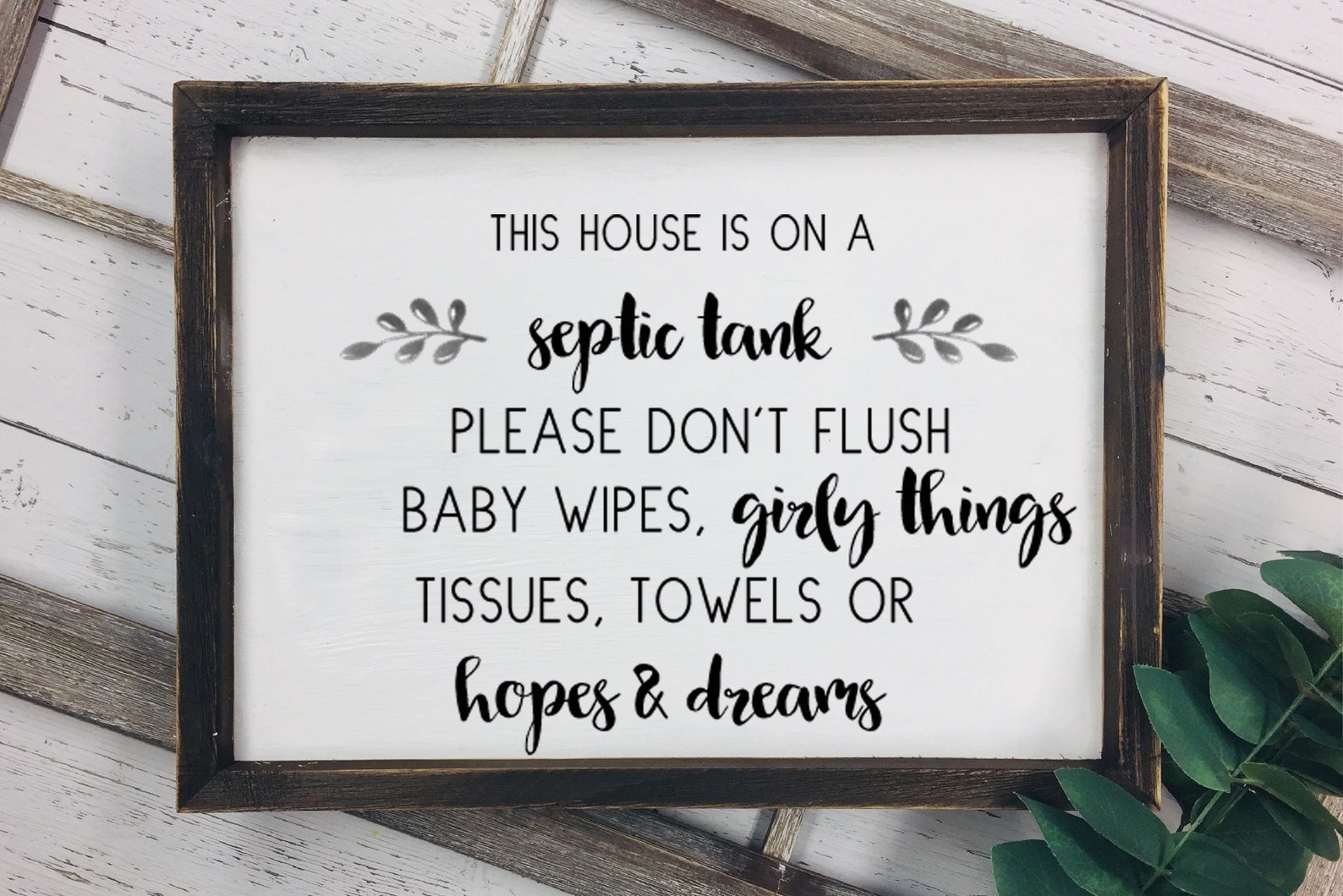 Guest Bathroom Sign | Only Flush Toilet Paper | Be Kind to the Septic ...