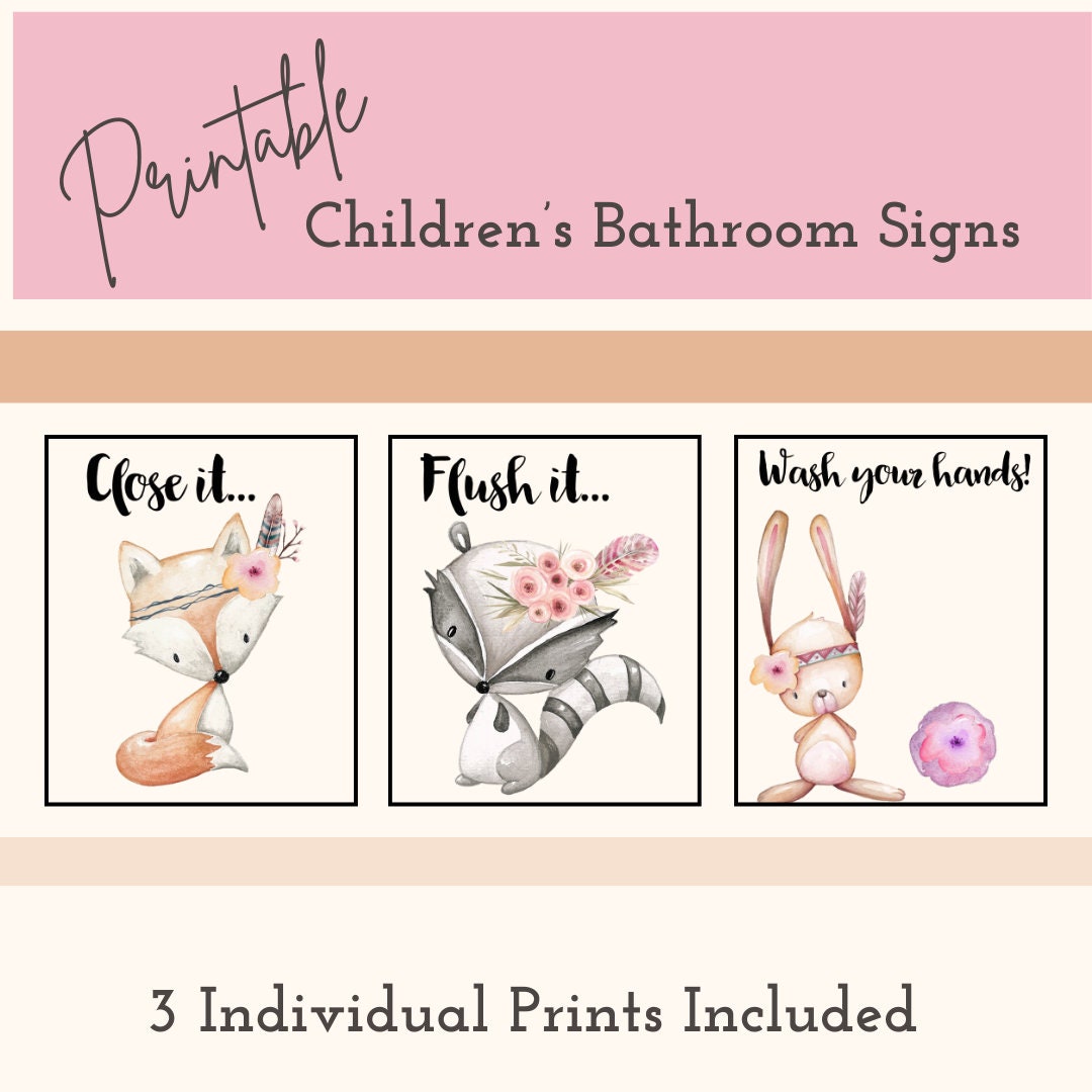 Bathroom Sign | Cute Bathroom Sign | Children's Sign| Wash Your Hands ...