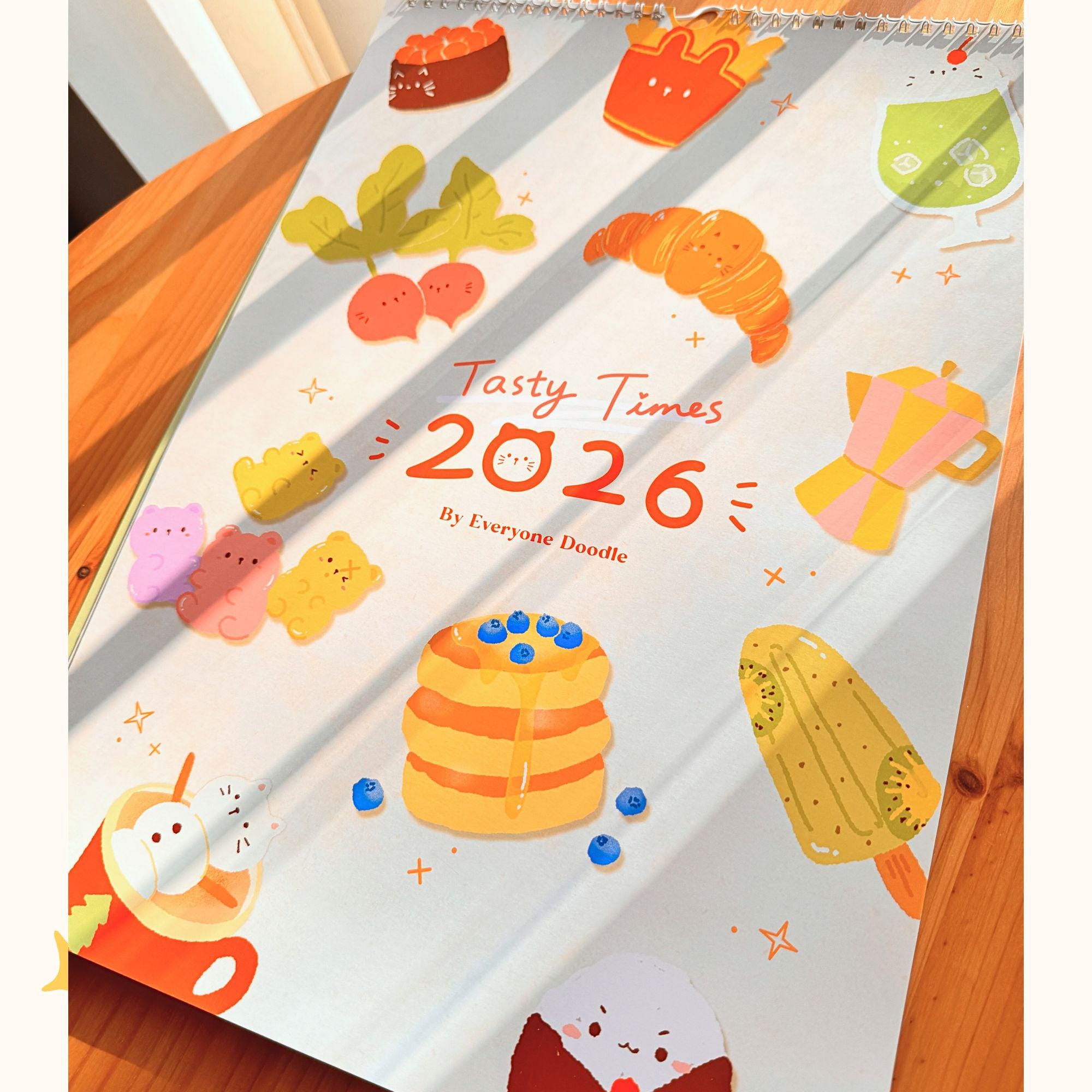 2026 Illustrated Kawaii Food Wall Calendar, Cute Sushi, Bread, Desserts ...