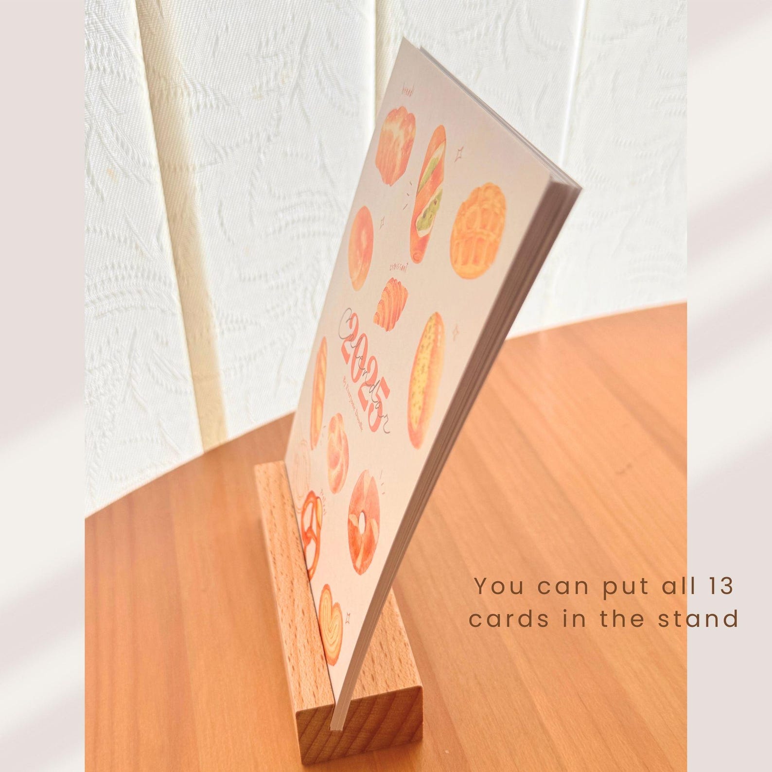 2025 Desk Calendar With Wooden Stand, Bread Theme, Croissant, Bagel ...