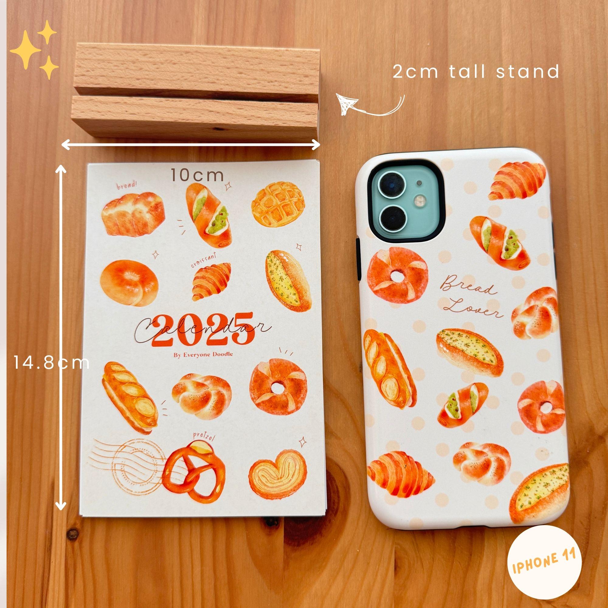 2025 Desk Calendar With Wooden Stand, Bread Theme, Croissant, Bagel ...