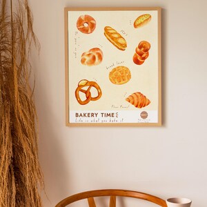 FRAMED Aesthetic Bread Wall Art Poster, With Bread Pretzel Croissant ...