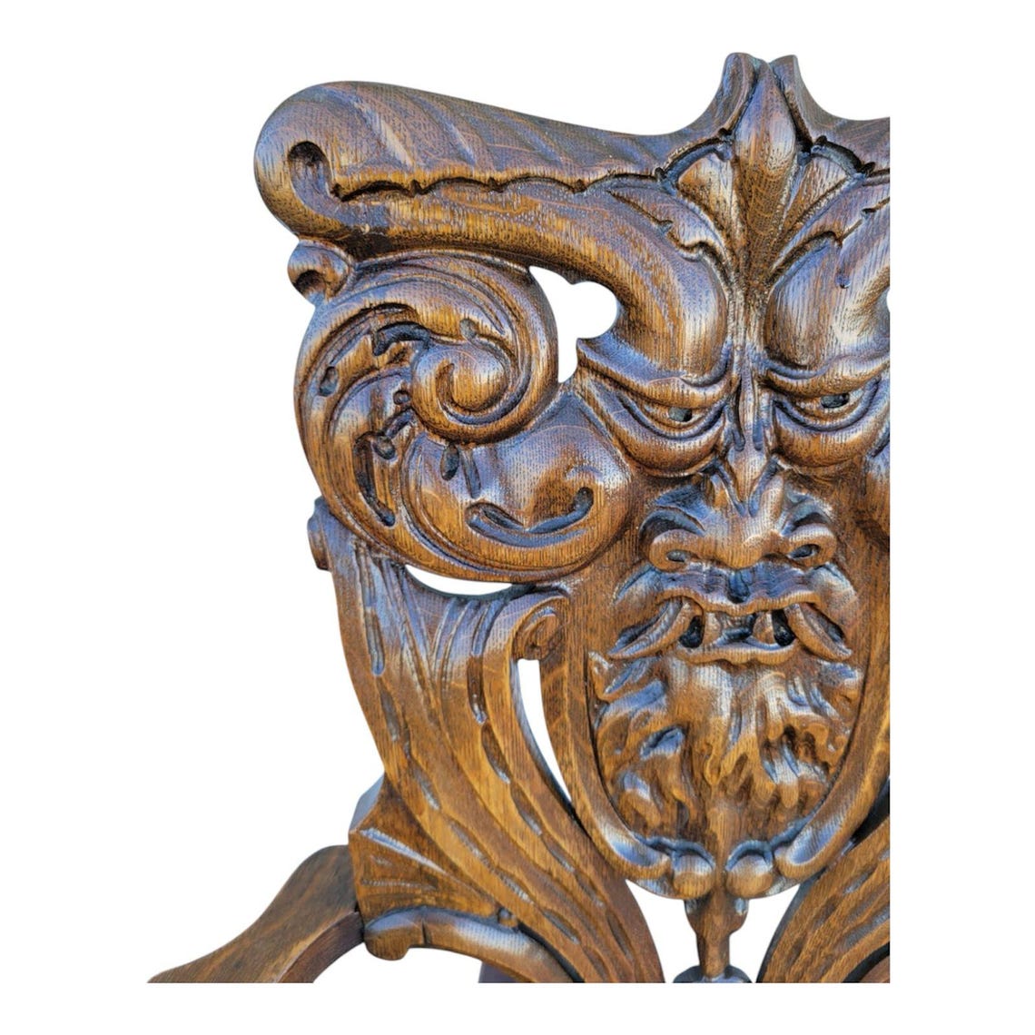 Antique 19th Century North Wind Rocking Chair - Hand Carved Solid Tiger ...