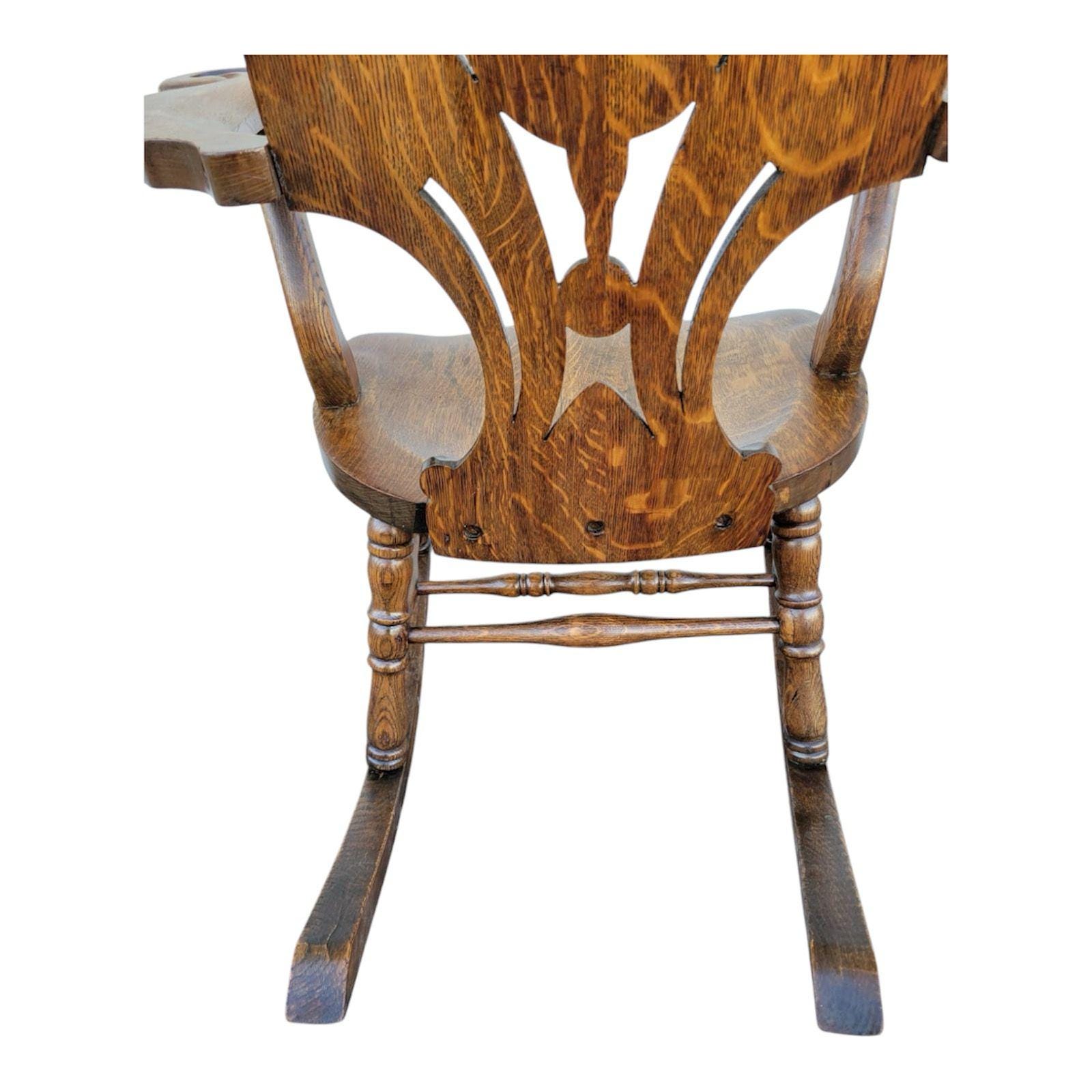 Antique 19th Century North Wind Rocking Chair - Hand Carved Solid Tiger ...