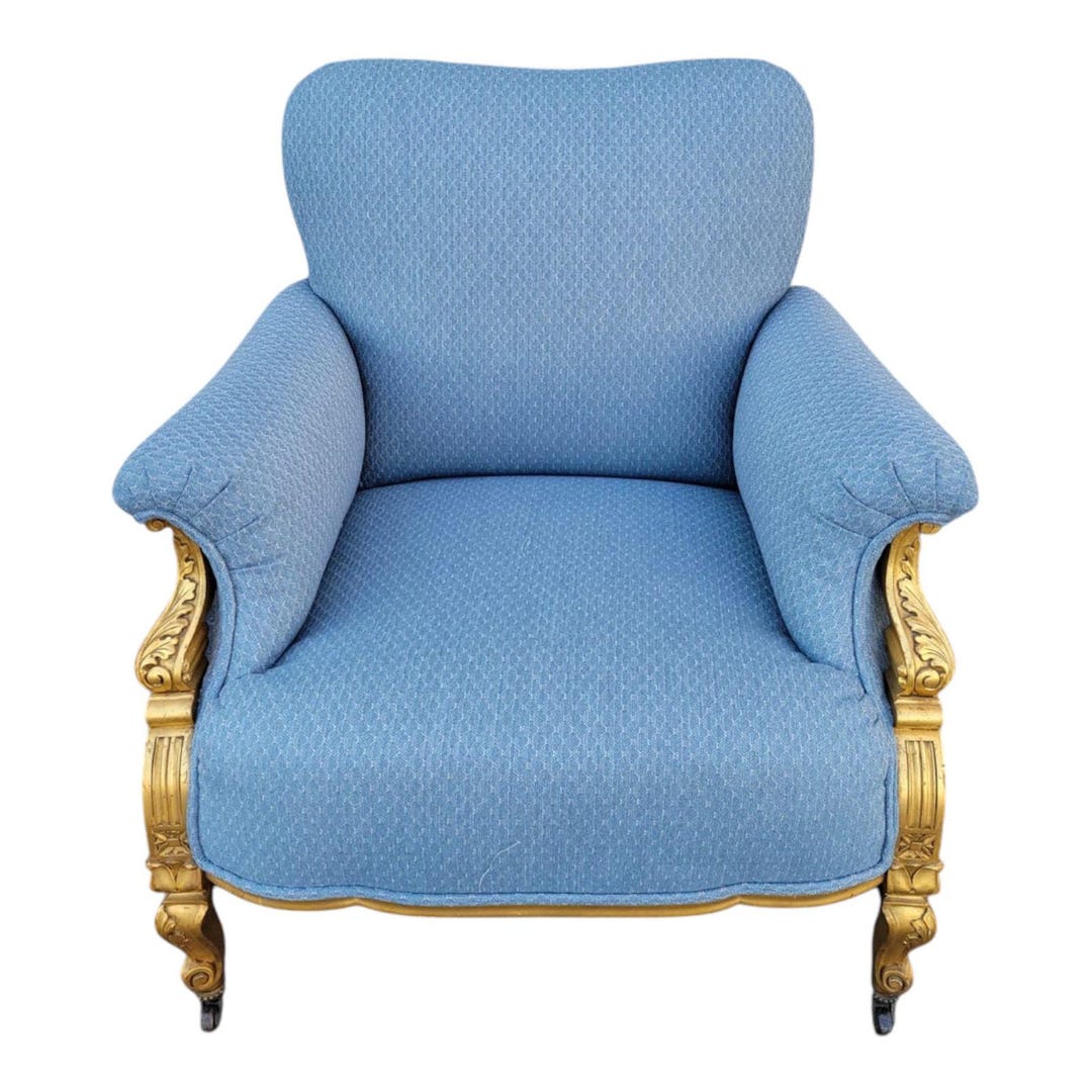19th Century French Berger Chair - Gold Leaf Frame, Newly Upholstered ...