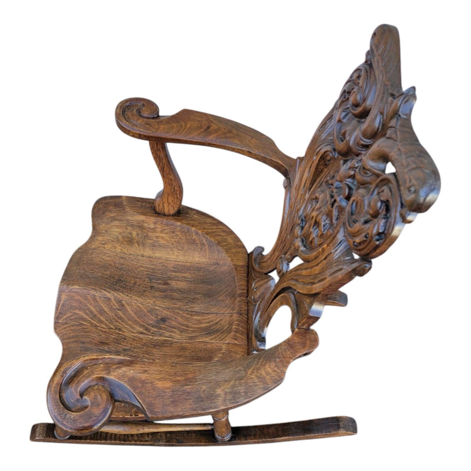 Antique 19th Century North Wind Rocking Chair - Hand Carved Solid Tiger ...