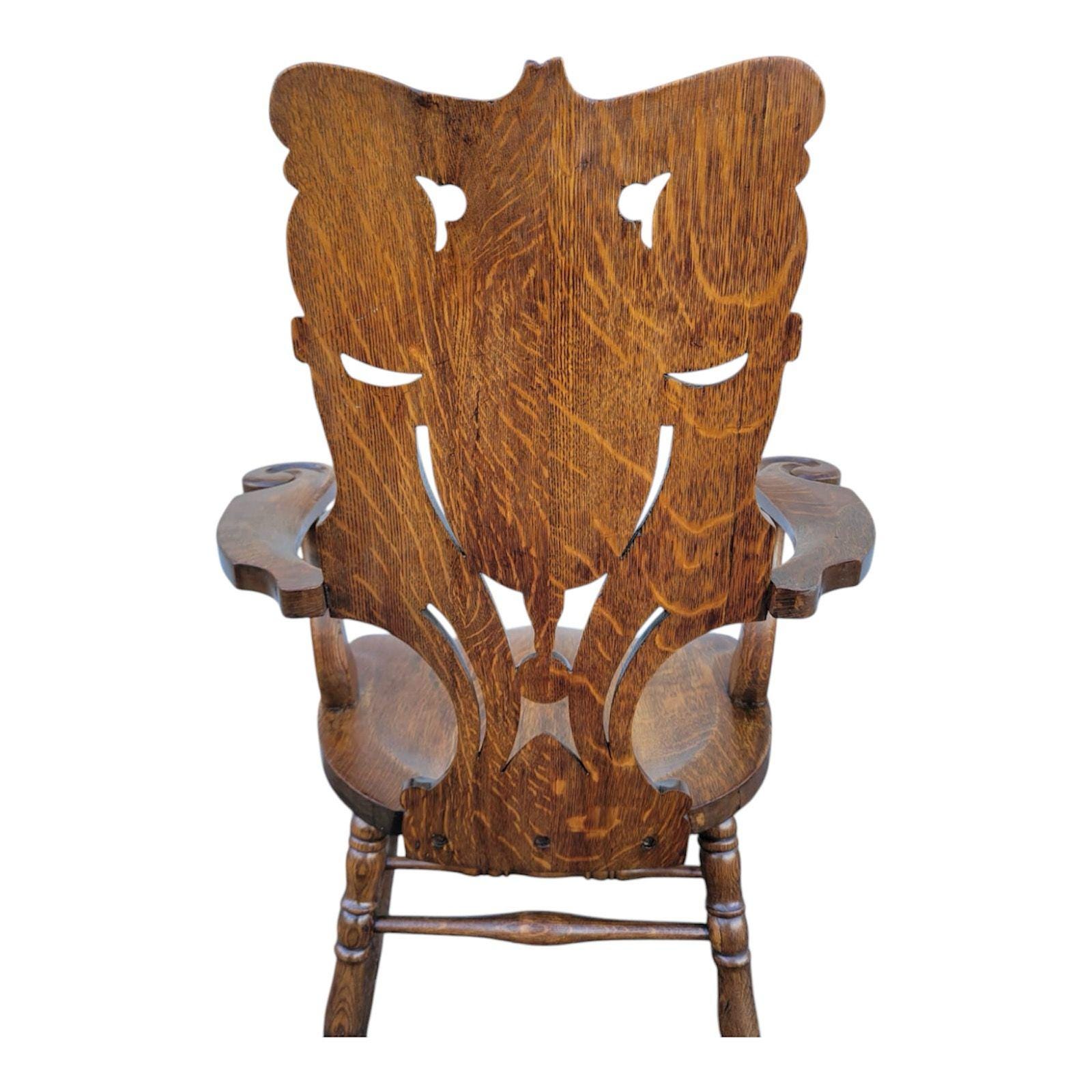 Antique 19th Century North Wind Rocking Chair - Hand Carved Solid Tiger ...