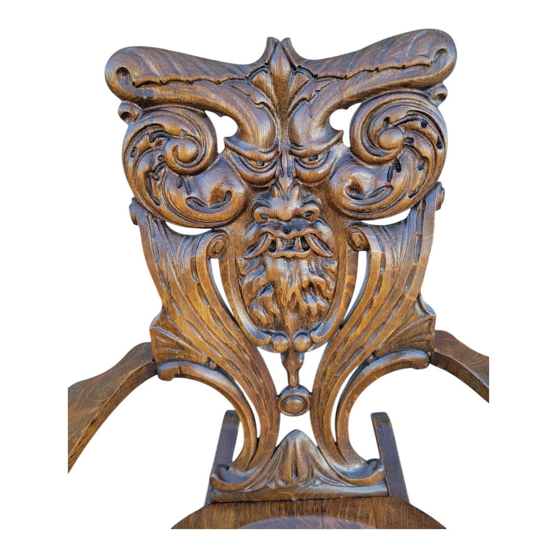 Antique 19th Century North Wind Rocking Chair - Hand Carved Solid Tiger ...