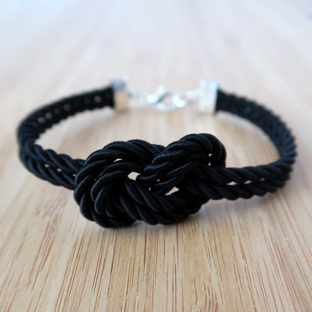 Nautical Knotted Rope Bracelet in Black - Etsy