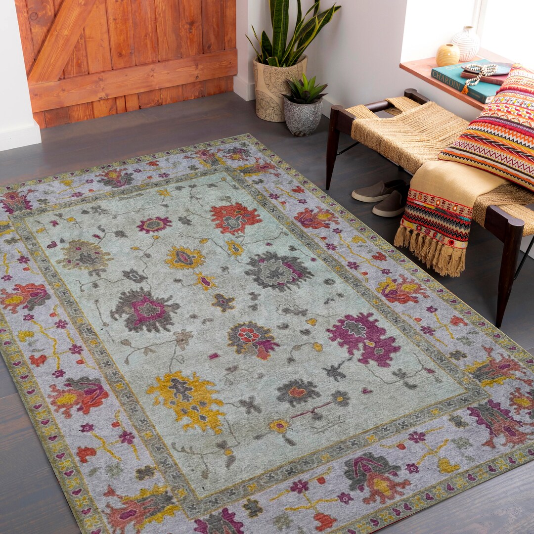 Colourful Floral Pastel Rug, Classical Modern Home Decor Carpet ...