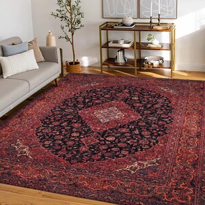 Red Vintage Style Rug, Boho Home Decor Rug, Aesthetic Rugs for Living ...