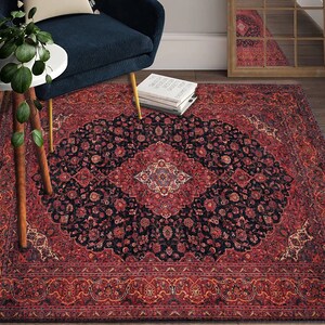 Red Vintage Style Rug: Boho Chenille Cotton Area Rug - Etsy