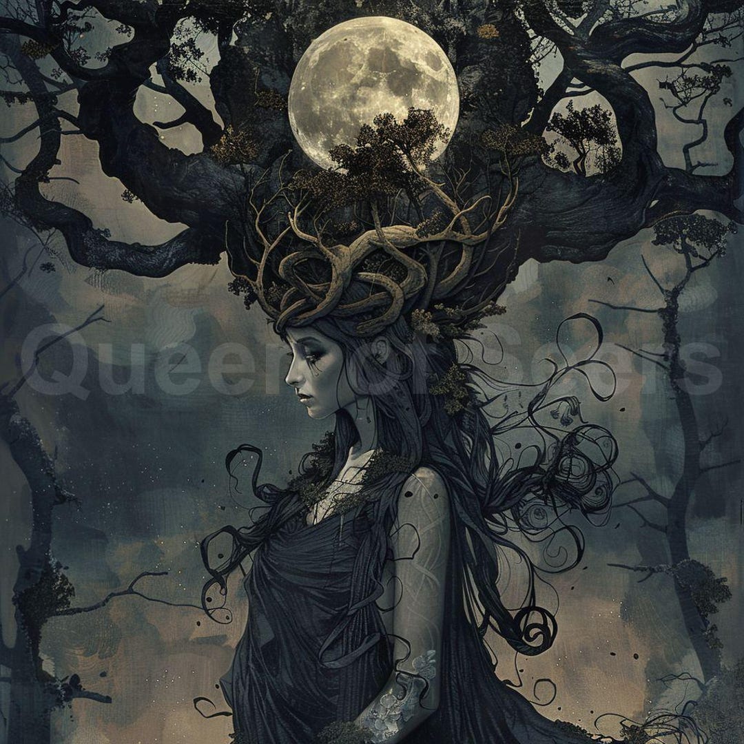 Witchy Art Tree Art Moon Art Witch Aesthetic Halloween Art Occult Art ...