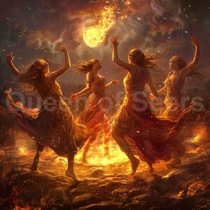 Fire Dance Magic Art Nymph Art Fire Art Mystical Art Witchy Art Witch ...