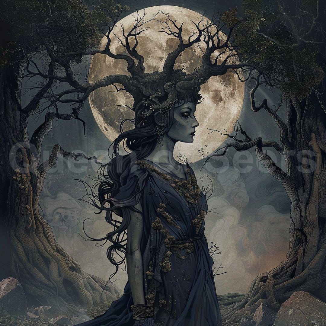 Witchy Art Tree Art Moon Art Witch Aesthetic Halloween Art Occult Art ...