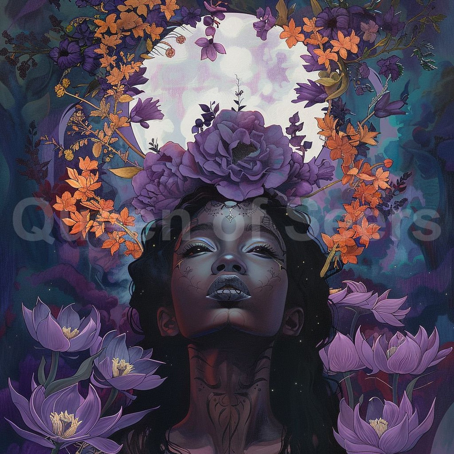 Witchy Art Flower Art Moon Art Witch Aesthetic Halloween Art Occult Art ...