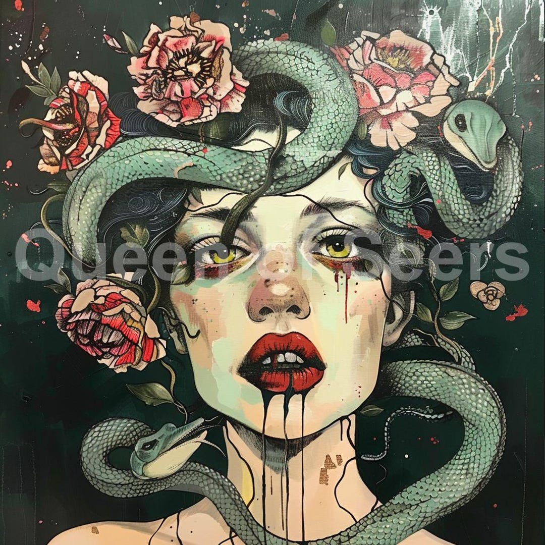 Medusa Art Dark Art Gothic Art Dark Cottagecore Art Fantasy Art Witchy ...