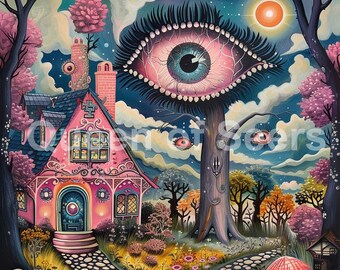 Cottage Core Decor: Downloadable Evil Eye Art Unique Evil Eye Home ...