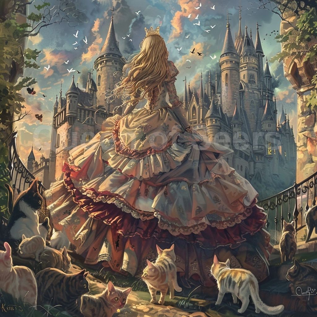 Anime Wall Art Enchanted Art Anime Art Magical Home Decor Digital Cat ...