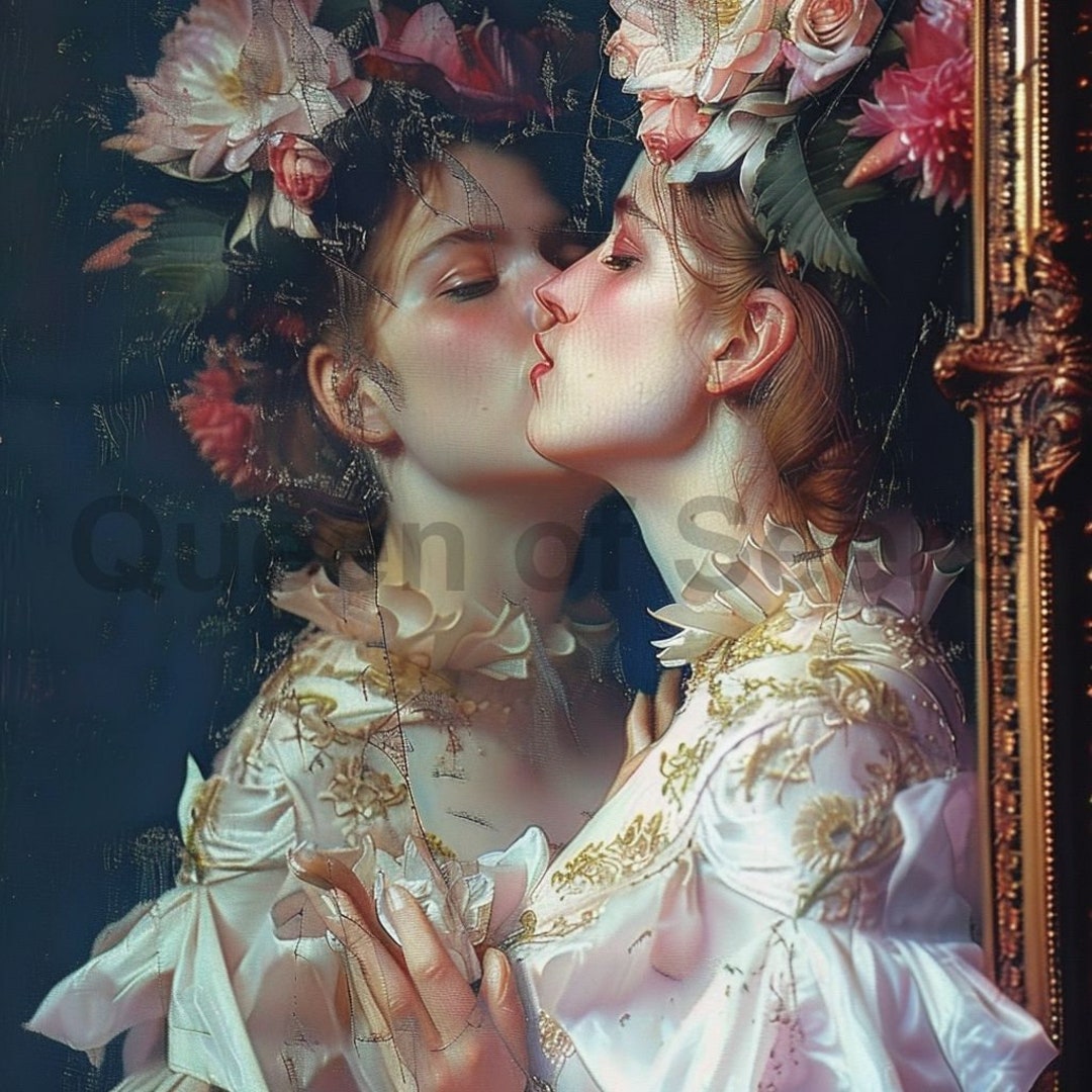 Embrace Your Reflection Lesbian Art Sensual Art Butterfly Art Print