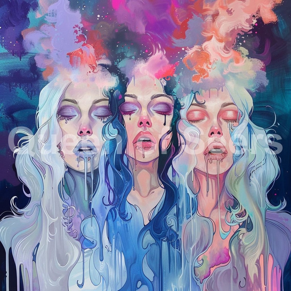 Three Witches Witchy Art Flower Art Moon Art Witch Aesthetic Halloween ...