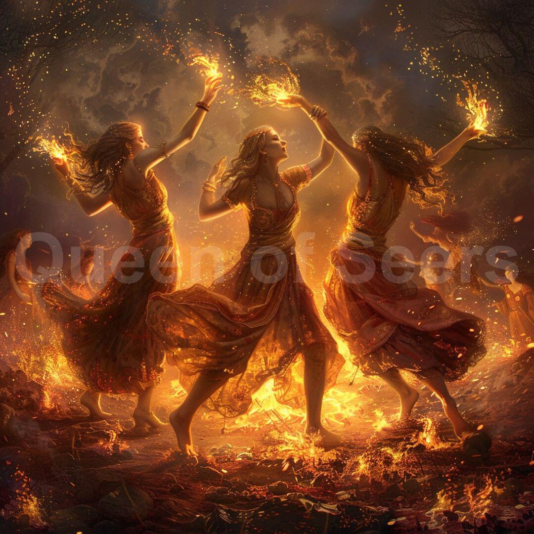 Fire Dance Magic Art Nymph Art Fire Art Mystical Art Witchy Art Witch ...