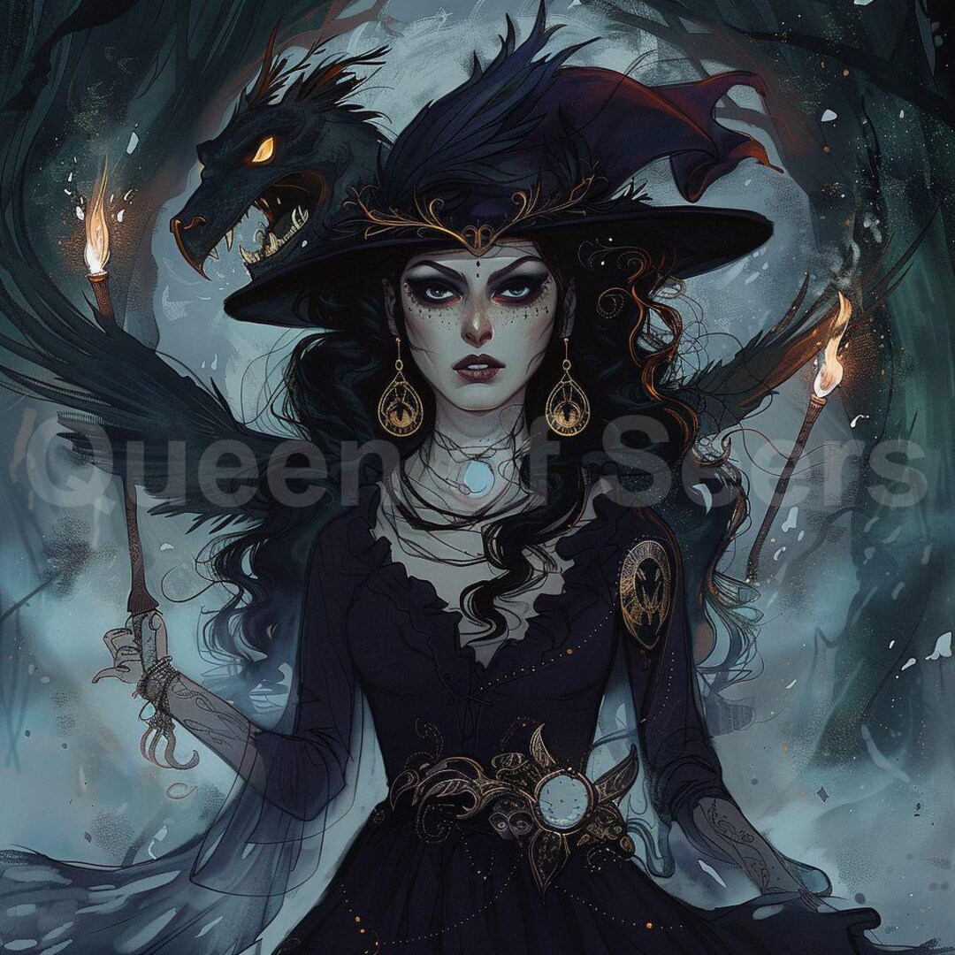 Dragon Art Witchy Art Pagan Art Witch Aesthetic Halloween Art Occult ...