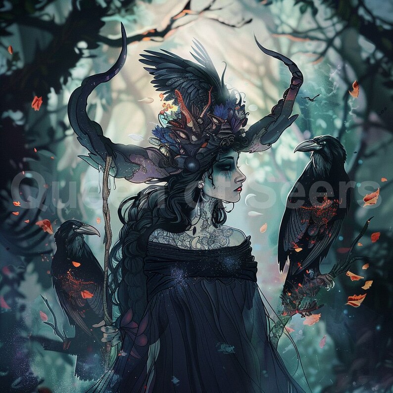 Witchy Art Crow Art Raven Art Pagan Art Witch Aesthetic Halloween Art ...