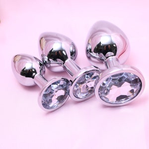 Custom Heart Butt Plug, 3 Sizes S/M/L Jeweled Stainless Steel Anal Plugs Woman, Anal Training ...