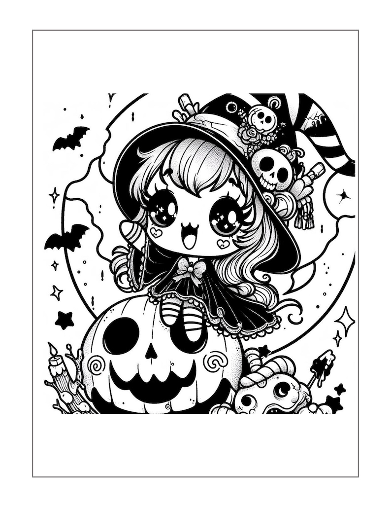 Creepy Kawaii Coloring Pages for Adults: 25 Printable Designs (digital ...
