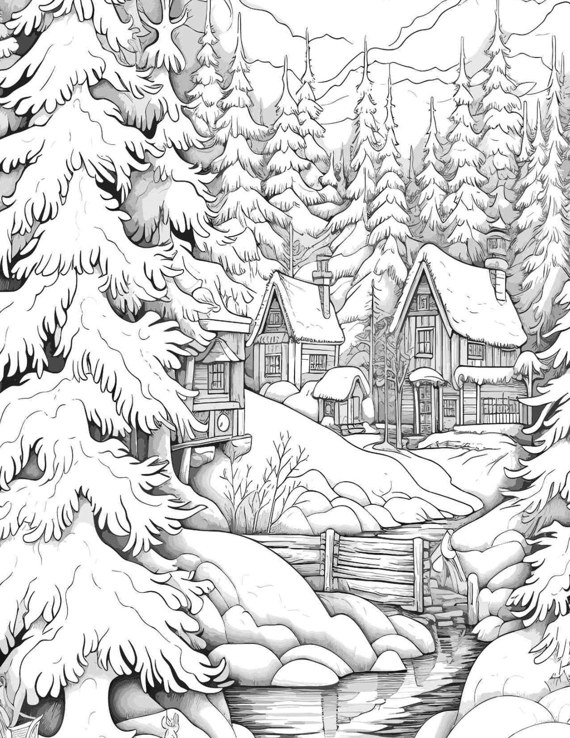 Country Winter Coloring Pages for Adults: 25 Printable Designs - Etsy