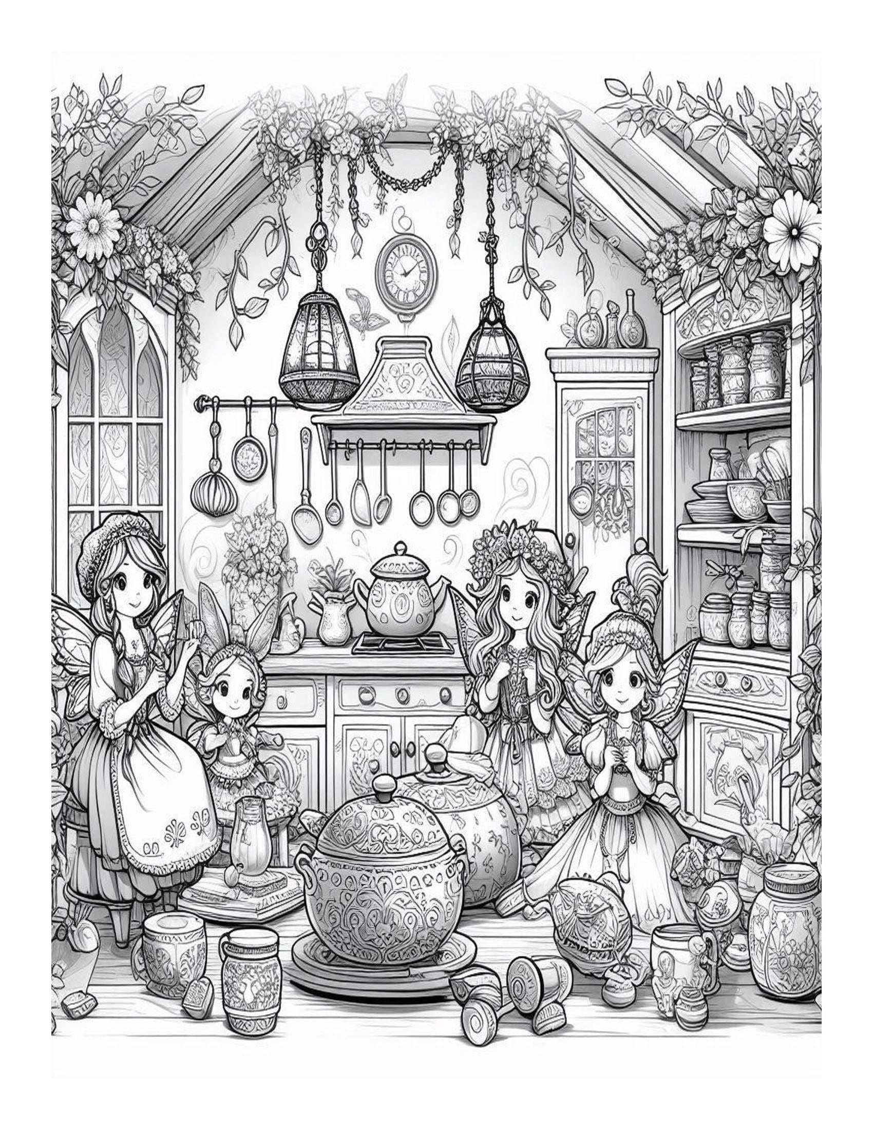 ONLY 1 LEFT in Stock! Beautiful Little Fairy Country Kitchen Coloring ...