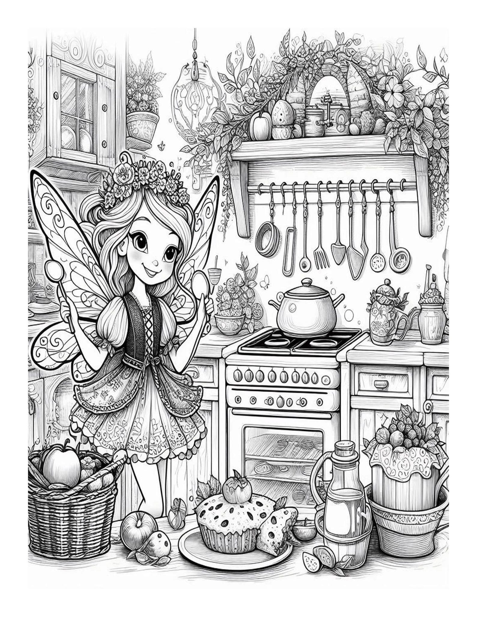 ONLY 1 LEFT in Stock! Beautiful Little Fairy Country Kitchen Coloring ...